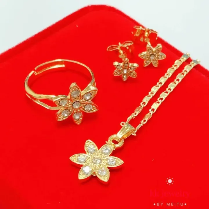 18k bangkok gold 3in1 set adjustable ring | Lazada PH