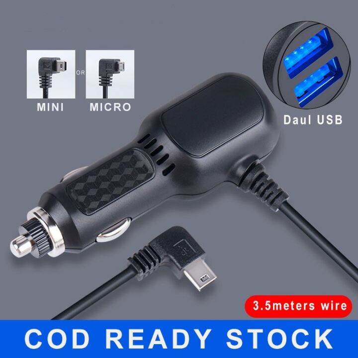 Mini Micro Car Charger Fast Charge 5v 3a 3.5m For Dash Cam Phone Dual ...