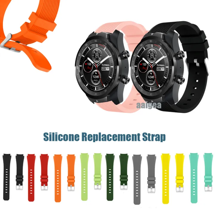 22มิลลิเมตรสายรัดข้อมือซิลิโคนดูวงดนตรีสายสำหรับ Ticwatch Pro 3 E2 S2 ...