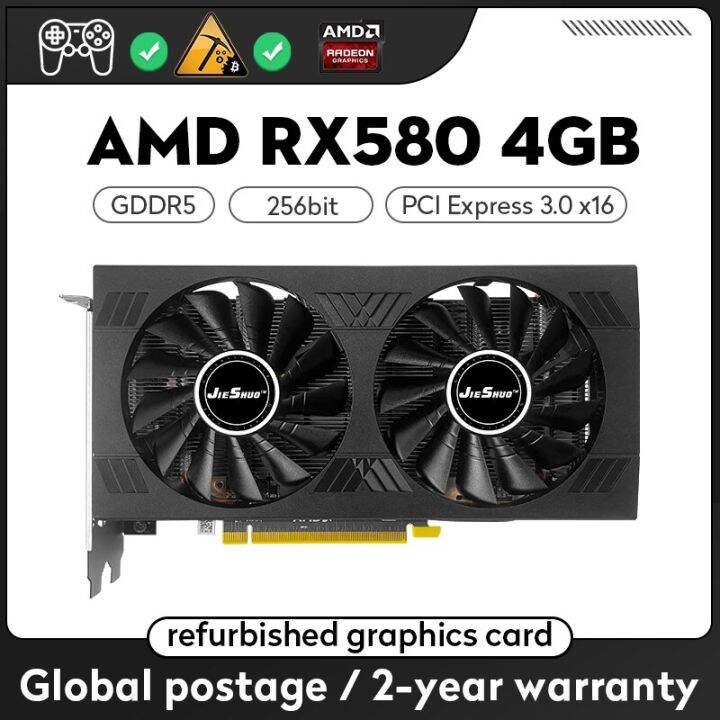 JIESHUO RX 580 4GB 2048Sp 256Bit GDDR5 Gaming Graphics Card ,AMD RX 500 ...