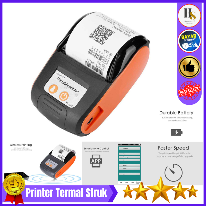 COD GOOJPRT POS Bluetooth Mini Thermal Receipt Printer 58mm Buat HP Cetak Resi Paket Portable ...