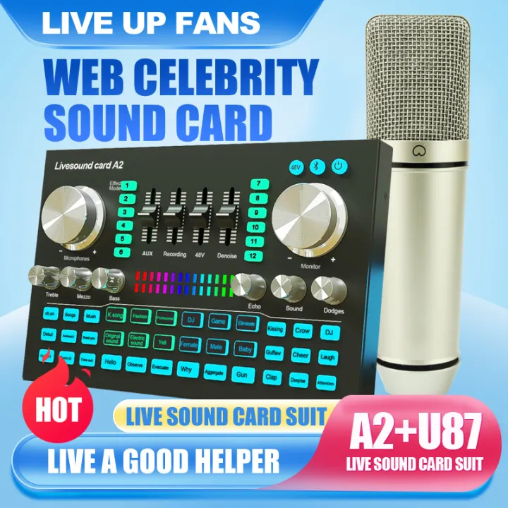 A2 live sound card complete set original with u87 microphone for Mobile ...