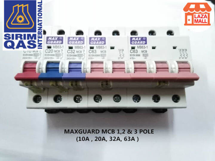 【SIRIM】 ORIGINAL MAXGUARD MCB 10A/20A/32A/63A SINGLE /3 PHASE Miniature ...