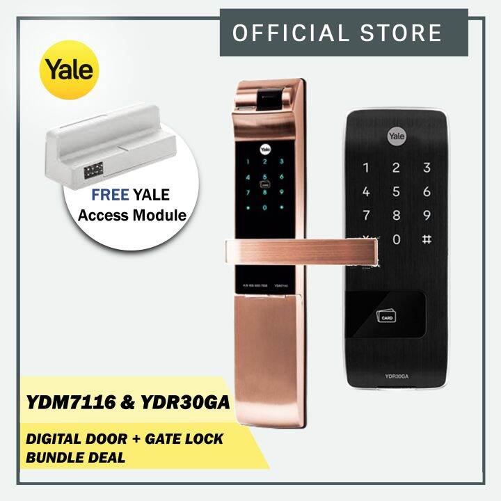 Yale YDR30GA Gate & YDM7116 Rose Gold Digital Lock Bundle (FREE Yale ...