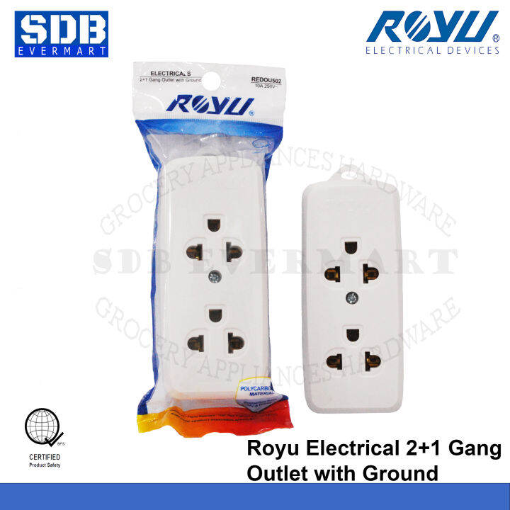 Royu-Convenience Outlet With Ground-2+1 Gang-[REDOU502]-1pc | Lazada PH