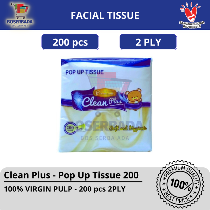 CLEAN PLUS - Tisu Wajah Pop Up / Facial Tissue 200 Sheets (2 Ply) I ...