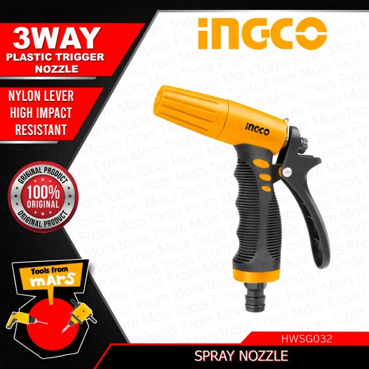 INGCO 3 Pattern Garden Hose Spray Water Sprayer Nozzle Gun Garden Tools ...
