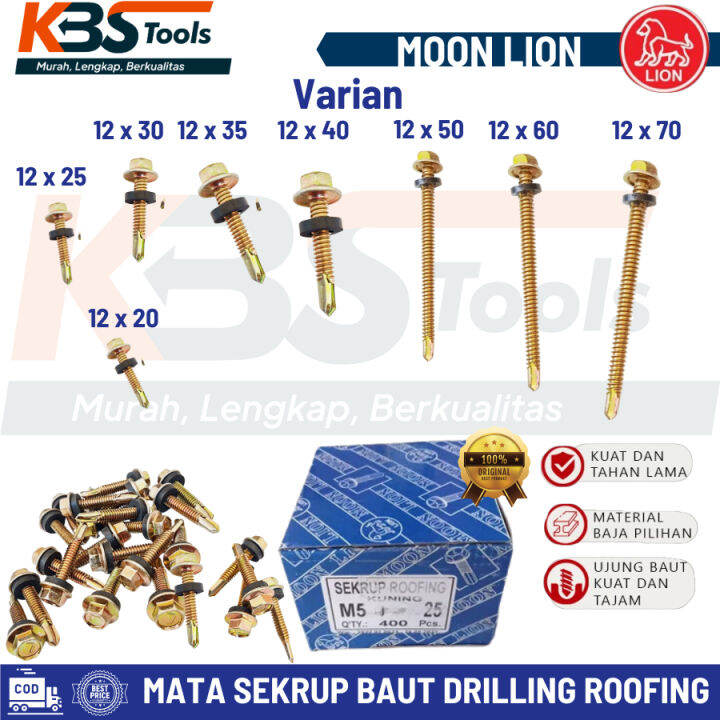 Baut Baja Ringan LION M5 Kuning - Skrup Sekrup Roofing Drilling Atap ...