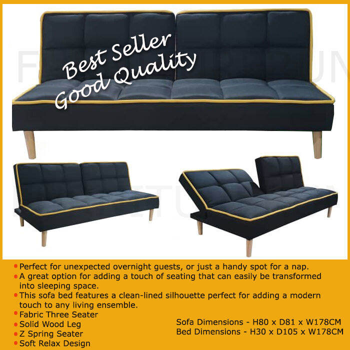 Captain Convertible Three Seater Sofa Bed, Tufted Fabric Sofa Bed. Only ...