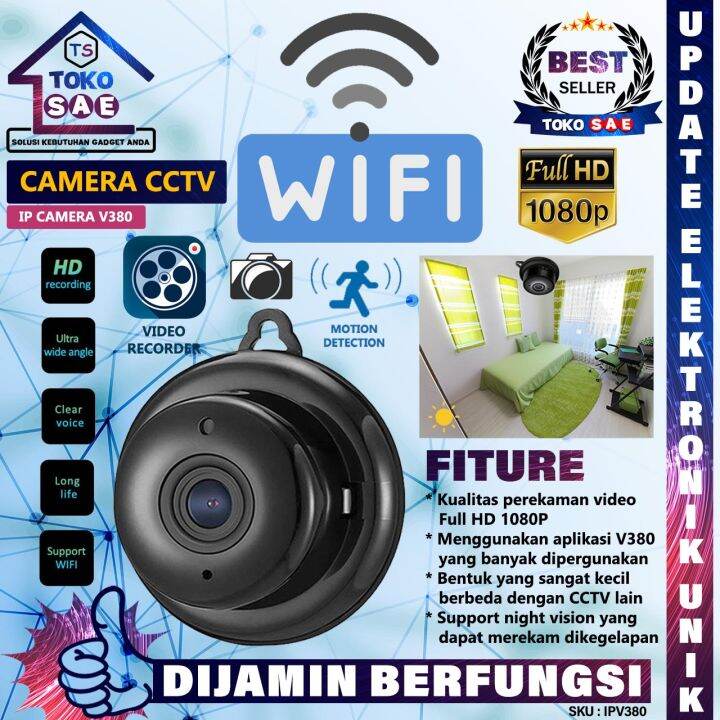 Camera Mini CCTV Mini Wireless IP V380 Night Vision Aplikasi V380 V380PRO Infrared Nirkabel HD ...