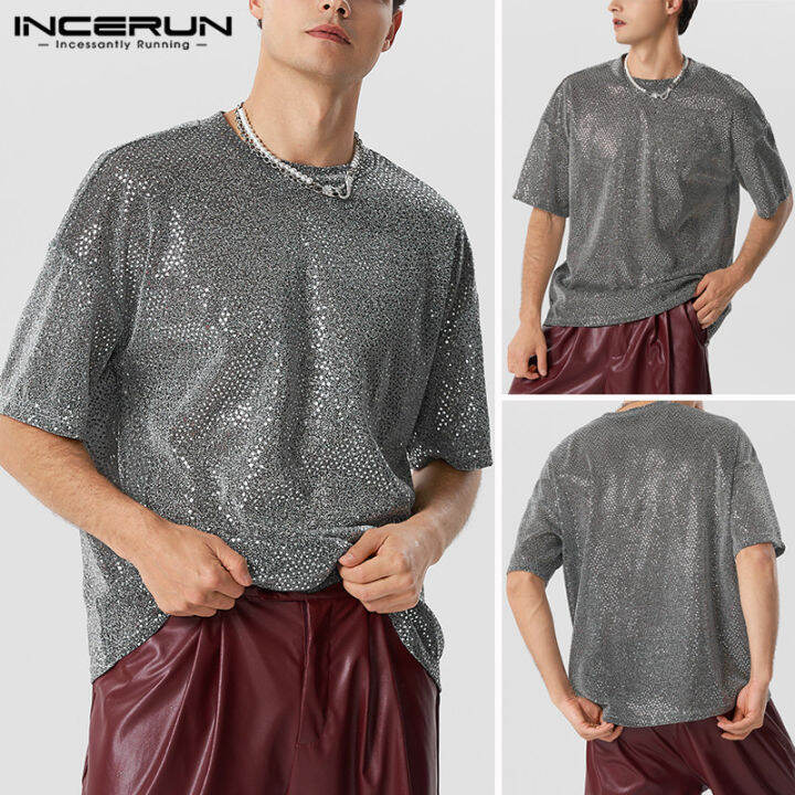 Beehoo เสื้อยืดคอกลมฮิปปี้อเนกประสงค์ของผู้ชายเสื้อยืดแบบหลวมแฟชั่นแบบ ...
