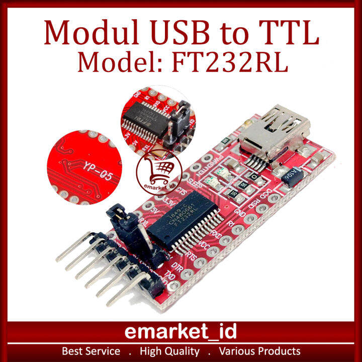 Modul USB to Serial TTL FT232RL / FTDI Converter 3.3V 5V Adapter Module ...