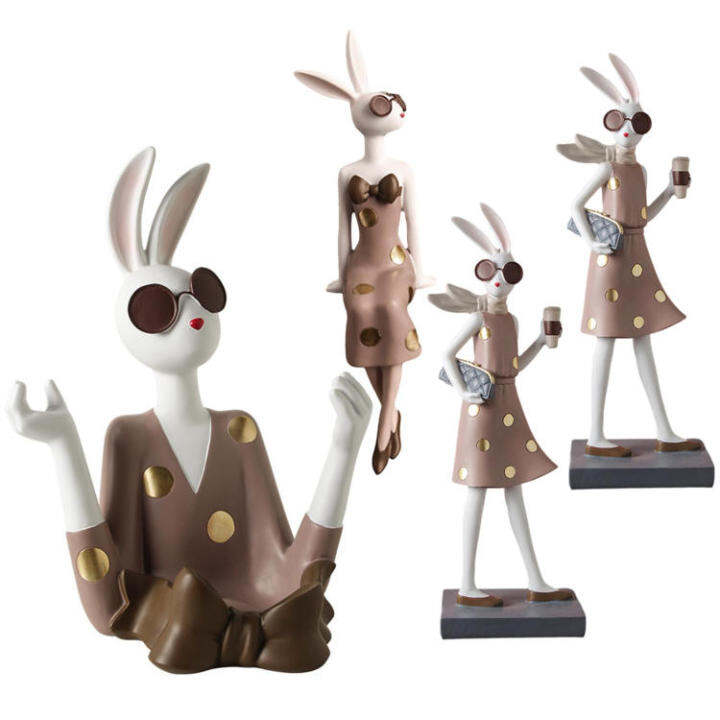 Resin Bunny Figurine Tall Resin Rabbit Statue Rabbit Sculptures Home ...