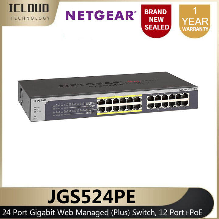 NETGEAR JGS524PE 24-Port Gigabit Ethernet Smart Managed Plus PoE Switch ...