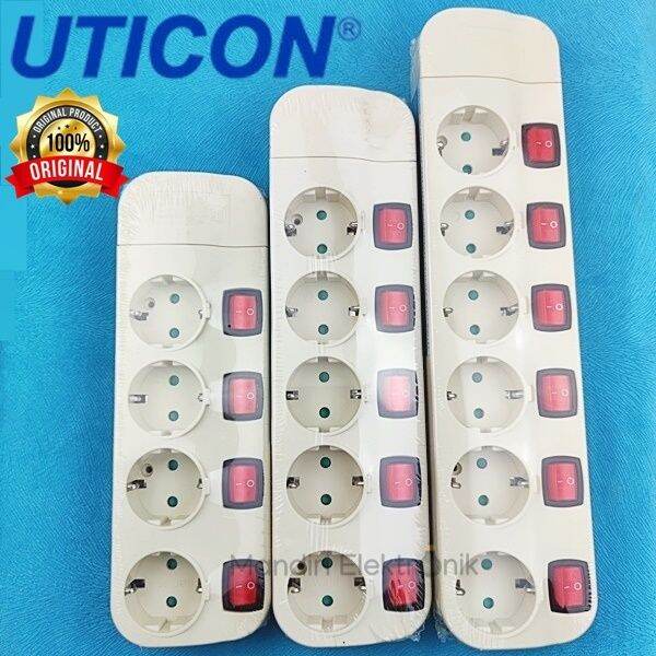 Stop Kontak Uticon 4 Lubang Saklar Masing2 Tanpa Kabel ST-8482 SN dengan Pengaman Soket dan ...