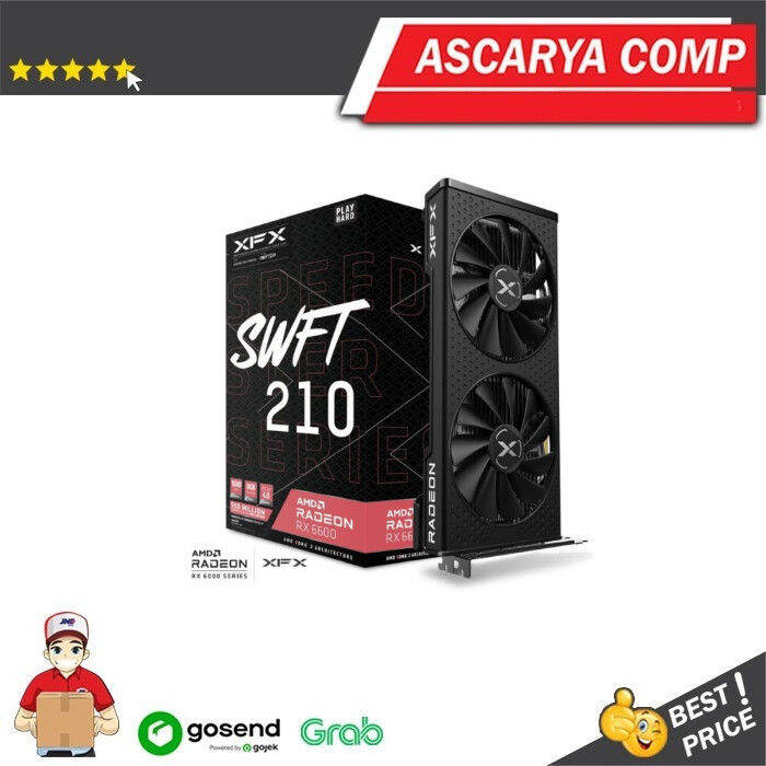 XFX AMD Radeon RX 6600 8GB GDDR6 Speedster Swift 210 Dual Fan VGA ...