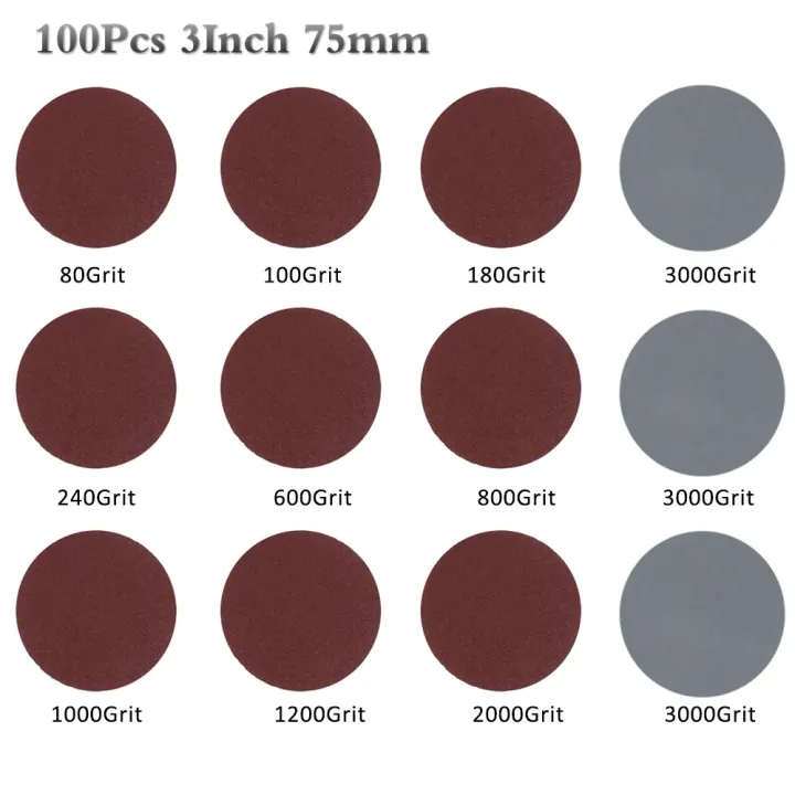 3 Inch 75mm Sandpaper 80 3000 Grit Sander Disc Sanding Discs Cutting ...