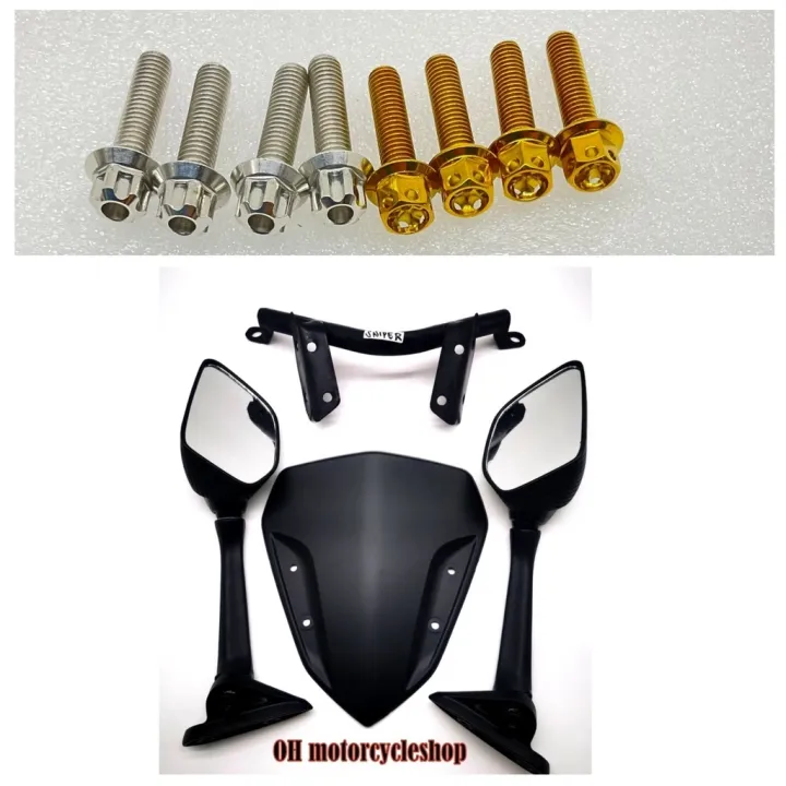 Black Visor With Bracket Side Mirror W/ Bolts For Aerox/click/beat/mio ...