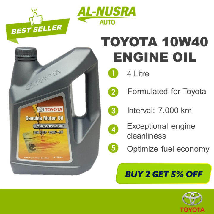 TOYOTA 10W40 ENGINE OIL 4L MINYAK HITAM SEMI SYNTHETIC 10W-40 MINYAK ...