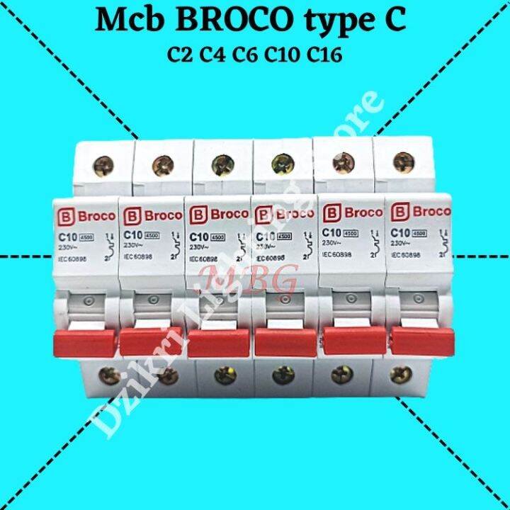 MCB Broco type C Mini Cirkuit Breaker Broco C4 C6 C10 | Lazada Indonesia