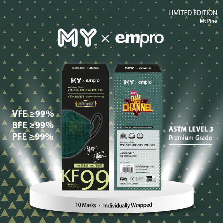 LIMITED EDITION MY x EMPRO Respirator KF99 Mt Pine VFE/BFE/PFE 99% (10 Pcs) | Lazada