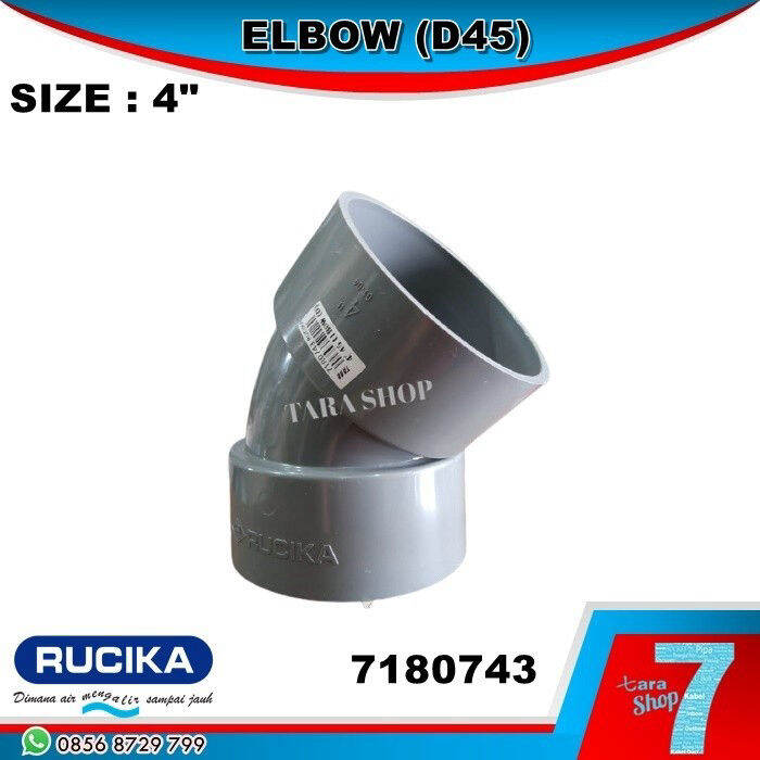 Sambungan Pipa Fitting knee Elbow Keni D 45 4 inch Pvc Rucika - 7180743 ...