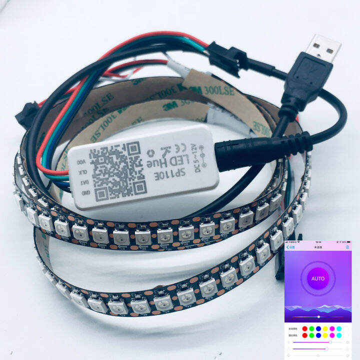 USB 5V RGB Led Strip Light 144LED M SP110E Bluetooth-Compatibl Controller Backlight Dream Color ...