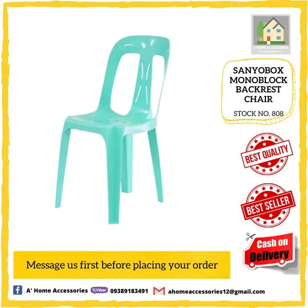 Sanyobox Monoblock Backrest Chair 808 | Lazada PH