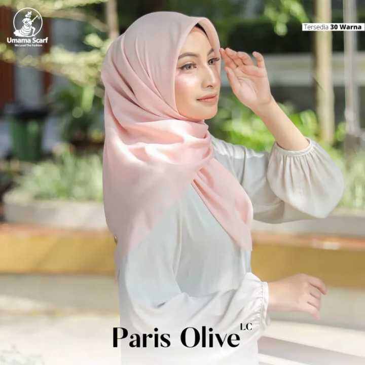 Promo !! hijab segi empat umama paris olive voal laser cut premium ukuran 110 cm x 110 cm ...
