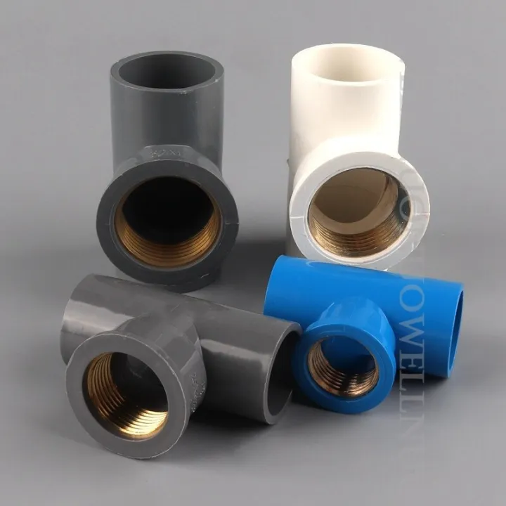 10pcs PVC Tee Connector 1/2"~1" Brass Female Thread Reducing 3 ways T ...
