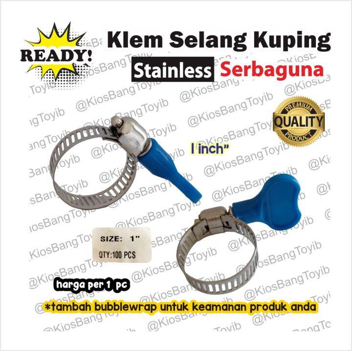 Klem Pengunci Selang Air Kompor / Hose Clamp 1" 1inch Dengan Kuping ...