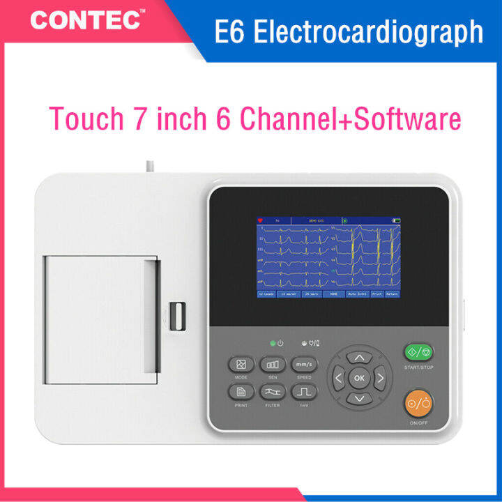 CONTEC E6 Digital 6 Channel 12 lead ECG Monitor EKG Machine, Touch ...