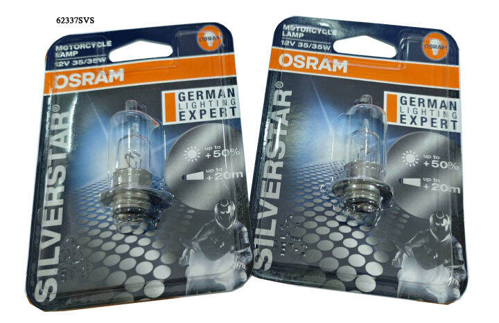 หลอดไฟหน้ารถมอเตอร์ไซค์ ขั้ว M5 OSRAM SILVERSTAR รหัส 62337SVS ฉลากเก่า ...