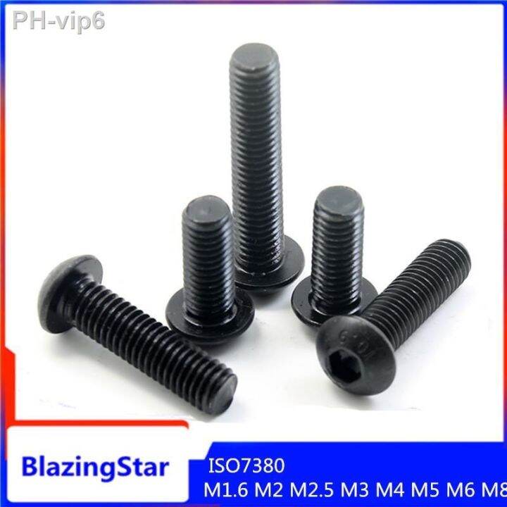 5/10/25/50x ISO7380 M1.6 M2 M2.5 M3 M4 M5 M6 M8 Black Grade 10.9 Steel Hex Hexagon Socket Button ...