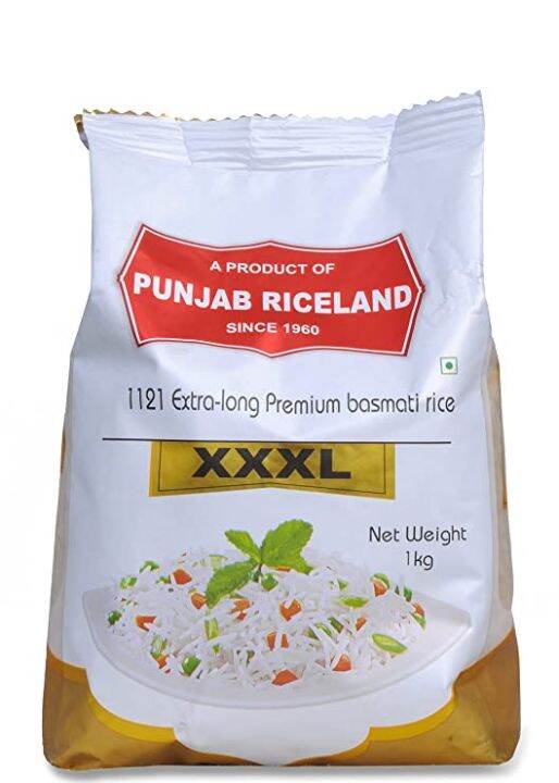 Punjab Riceland Basmati Rice XXXL 1kg Extra Long Grains, Highest ...