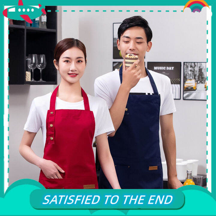 Canvas Waterproof Apron Stain-Resistant Resistant Women Men Chef Waiter Coffee Shop BBQ Kitchen ...