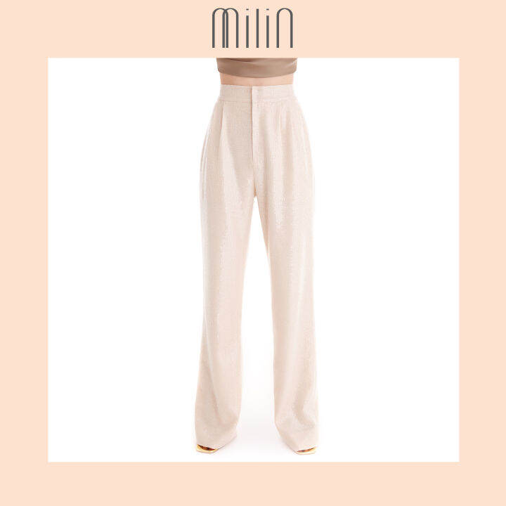 [MILIN] High waist Wide leg Sequin pants กางเกงขายาวเอวสูงผ้าเลื่อม / Granville pants | Lazada.co.th