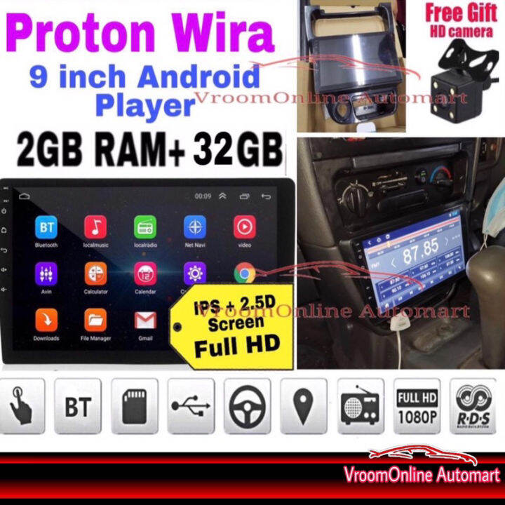 ANDROID PLAYER WITH PROTON WIRA , PUTRA , SATRIA PLAYER CASING , PLUG AND PLAY SOCKET , CAMERA ...