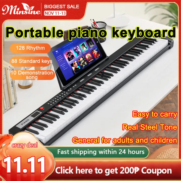 Minsine 88 keys portable piano keyboard, professional electric piano ...