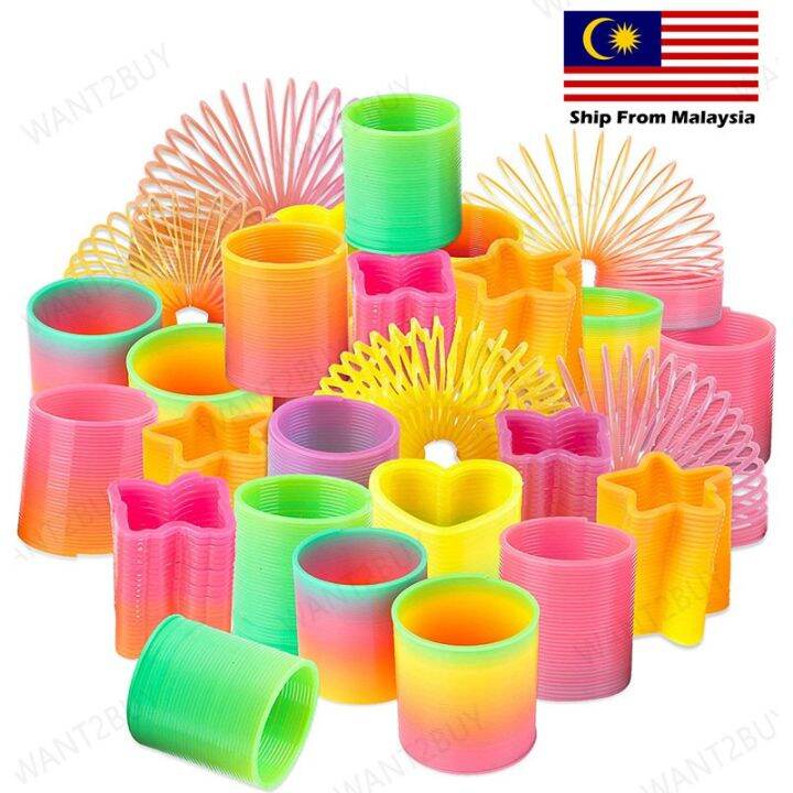 🇲🇾 🔥 Mini Medium Rainbow Magic Spring Toy Assortment Plastic Coil ...