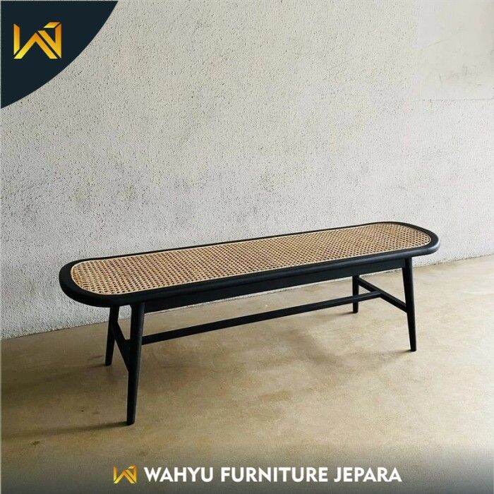 KURSI BENCH KAYU JATI /Kursi Rotan Bench /Bangku kayu | Lazada Indonesia
