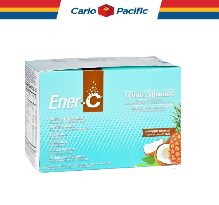 Ener-C 1,000 mg Vitamin C Effervescent Drink Mix Pineapple Coconut 30 ...