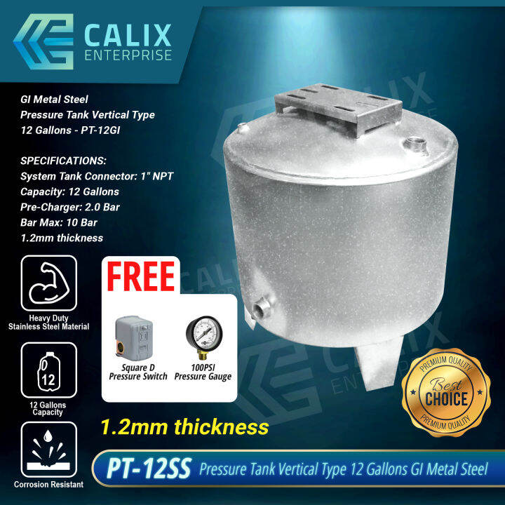 Pressure Tank Vertical Type 12 Gallons GI Metal Steel - PT-12GI | Lazada PH