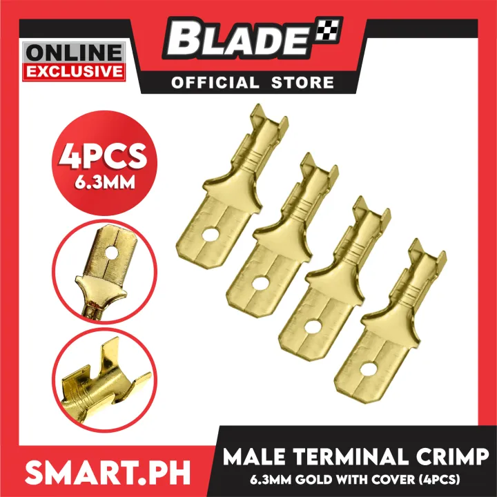 4pcs Male Terminal Crimp Gold Plated With Cover 6.3mm Non-insulated ...