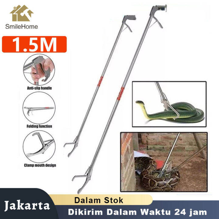 120cm Tongkat Penjepit Ular / Stainless Alat Penangkap Ular / Alat ...