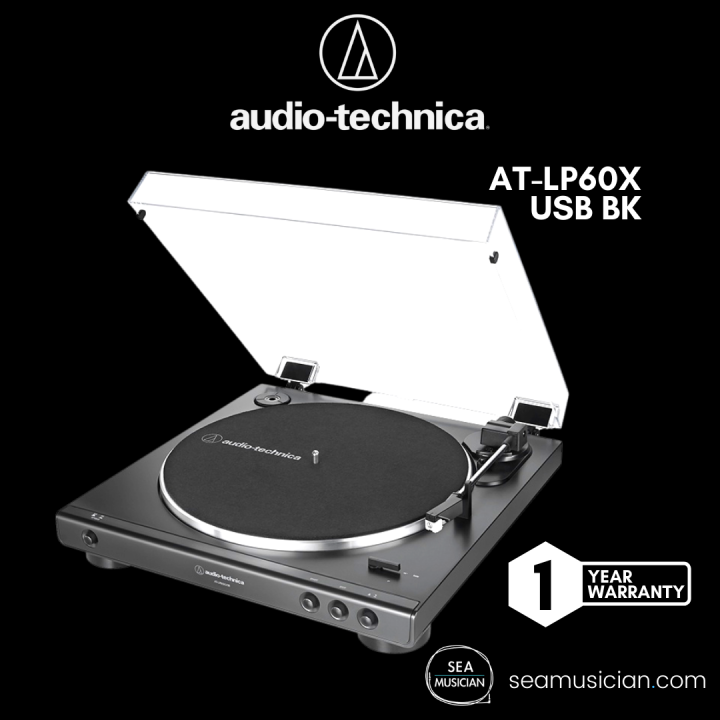 AUDIO TECHNICA AT-LP60X USB FULLY AUTOMATIC BELT-DRIVE TURNTABLE BLACK ...