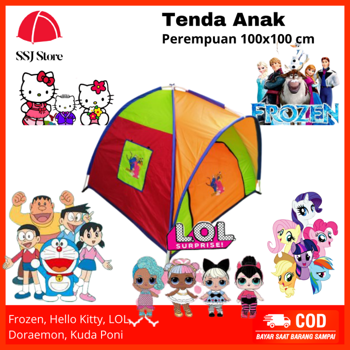 Tenda Anak Perempuan Ukuran 100 x 100 cm SSJ Store | Tenda Anak Anak Cewek Karakter Frozen ...