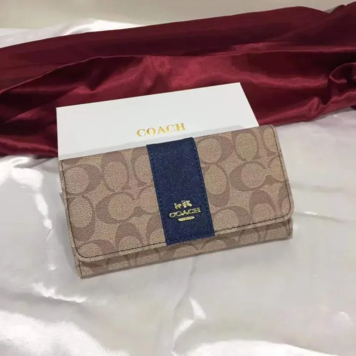COACHs High Quality Womens Tri fold Long Wallet Vertical Color Design ...