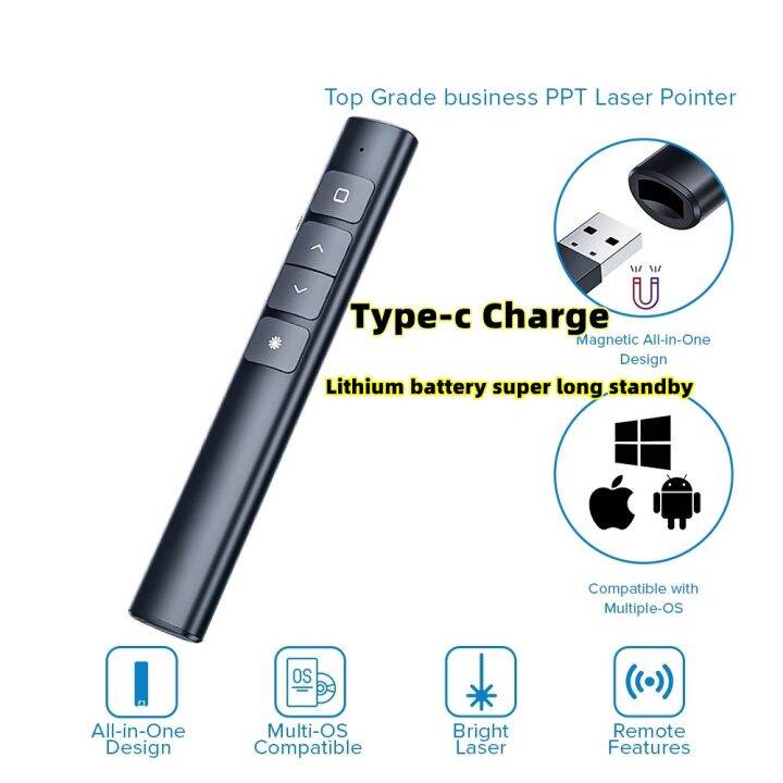 2.4G Rechargeable Wireless PowerPoint Presenter Clicker with Laser ...