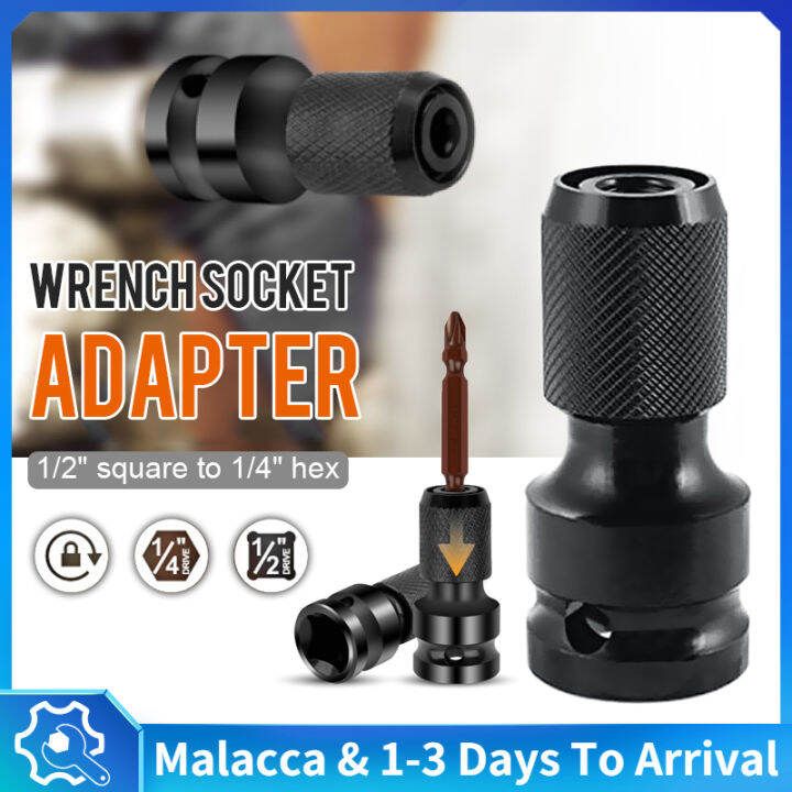 1/2" Square to 1/4" Hex Shank Impact Wrench Adapter Impact Driver ...
